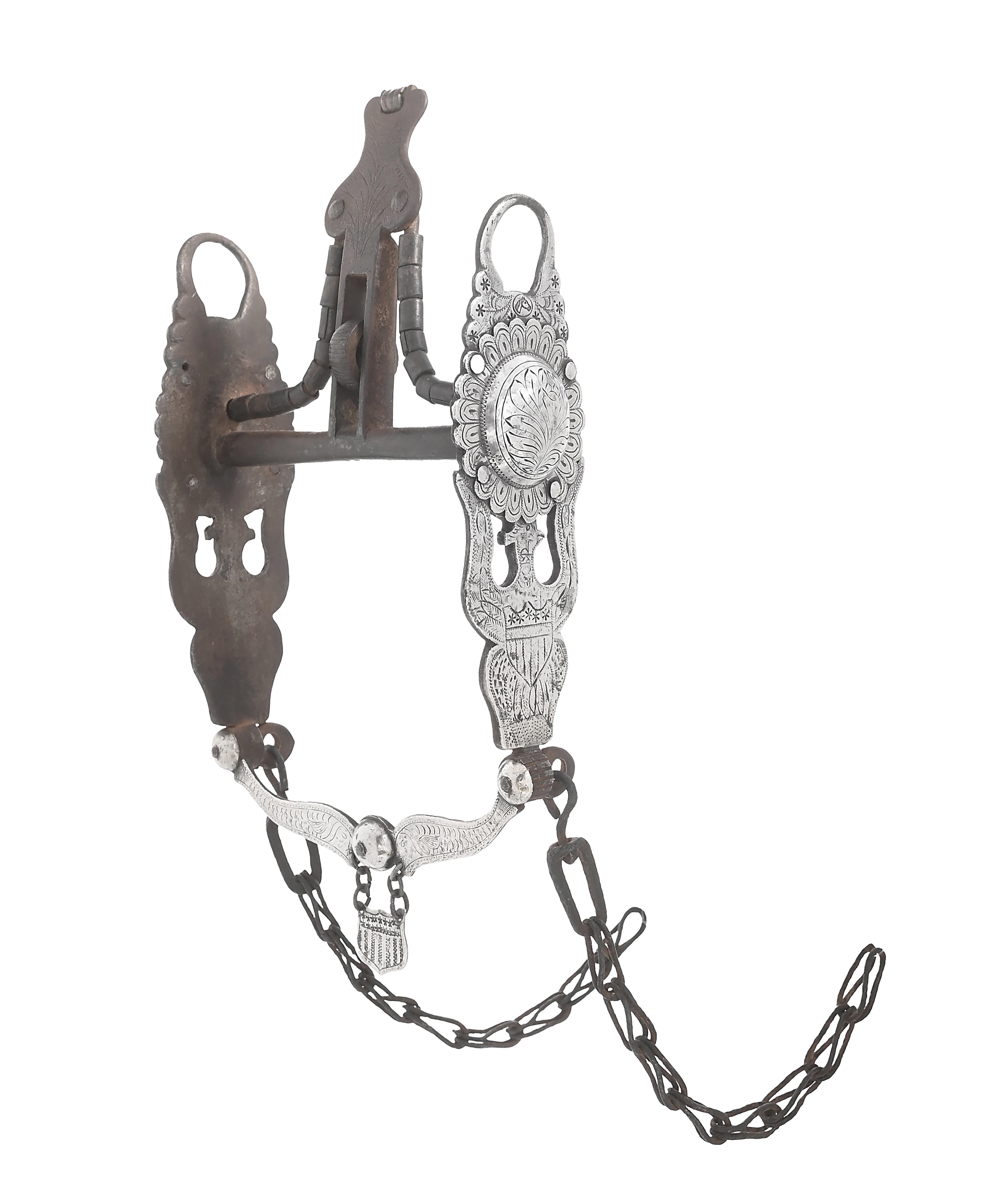 Majestic | 19th century silver overlaid etched Spanish spade bit with ...