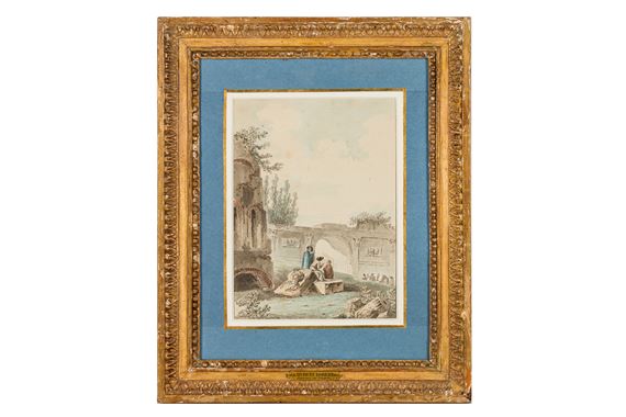 Hubert Robert | Tourists by a Sarcophagus, The Pyramid of Cestius ...