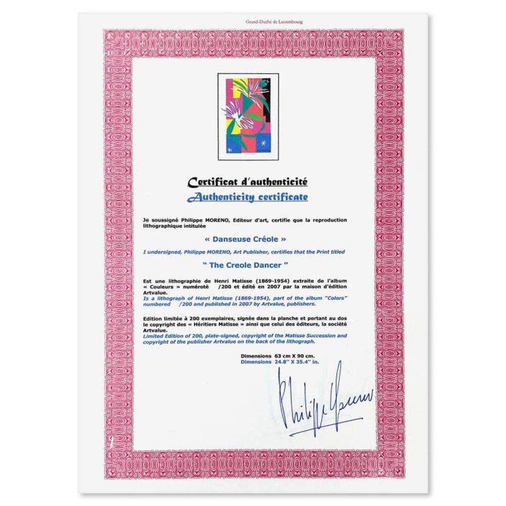 Henri Matisse | Danseuse Creole Limited Edition Lithograph with ...