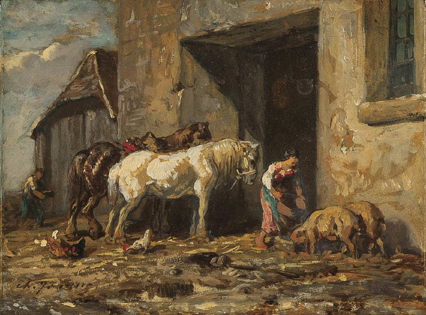 Charles Émile Jacque | L'écurie | MutualArt