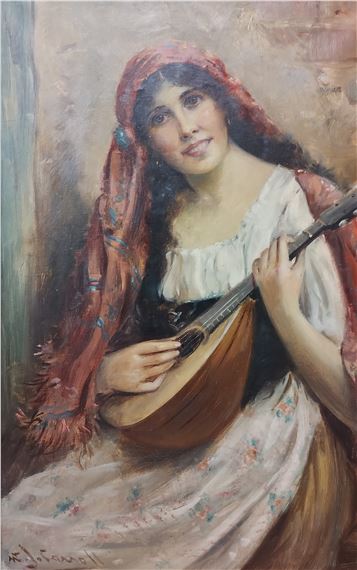 William Joseph Carroll | Italian lady playing mandolin | MutualArt