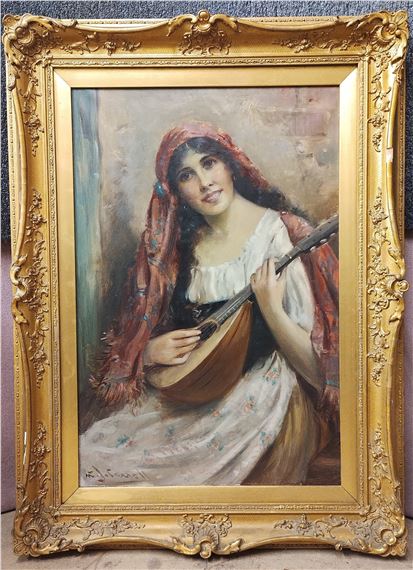 William Joseph Carroll | Italian lady playing mandolin | MutualArt