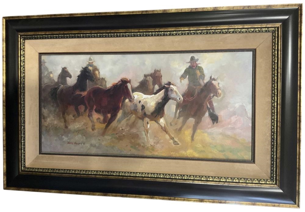 Leland D. Beaman | Horse Wranglers Oil On Board | MutualArt