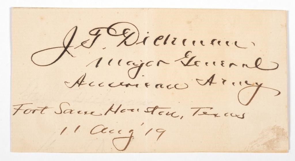 Sam Houston | MAJOR-GENERAL JOSEPH T. DICKMAN AUTOGRAPH | MutualArt