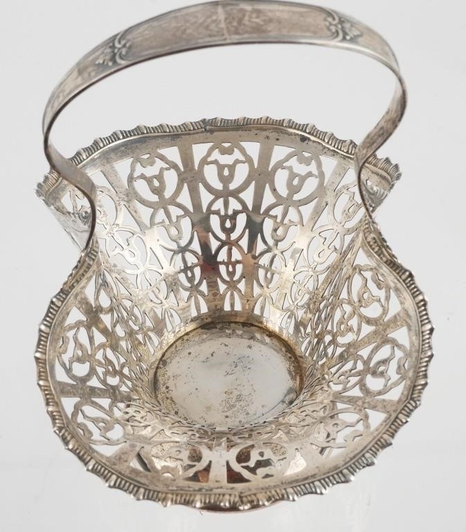 H. Matthews | ANTIQUE ENGLISH STERLING PIERCED BASKET (Circa 1916 ...