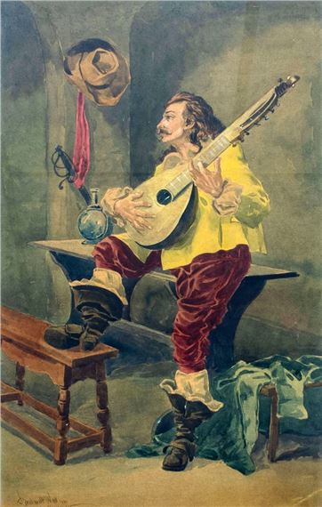 Bernhardt Wall | Man Playing Lute (1901) | MutualArt