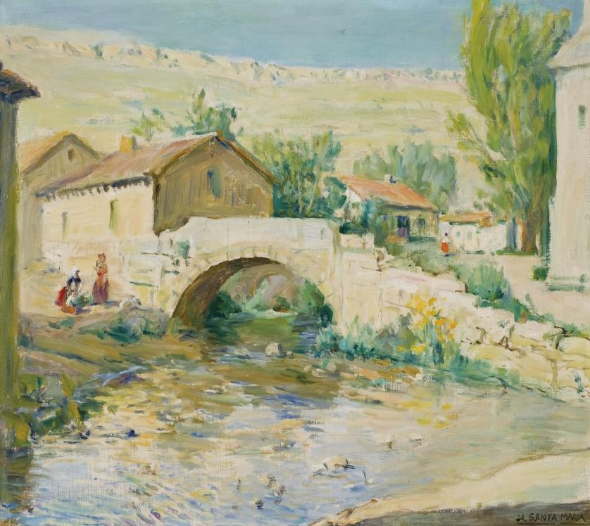 Marceliano Santa María Sedano | View with bridge | MutualArt