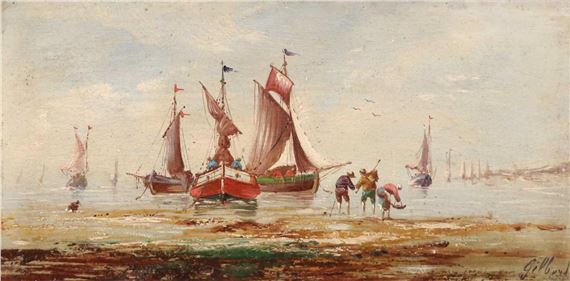 Pierre Julien Gilbert | Pêcheurs à pied à marée basse | MutualArt