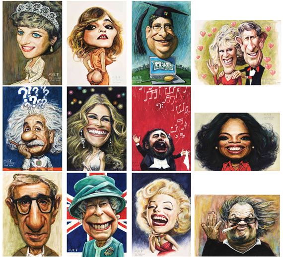 Wu Jianjun | Twelve Celebrity Cartoons | MutualArt