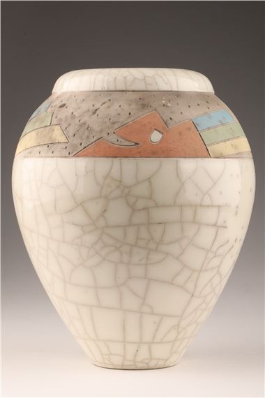 Peter Powning | 1985 Postmodern Peter Powning RAKU Pottery Vase (1985 ...