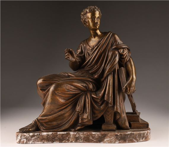 F. Villon | Bronze Seated Roman Figure Signed F. Villon | MutualArt