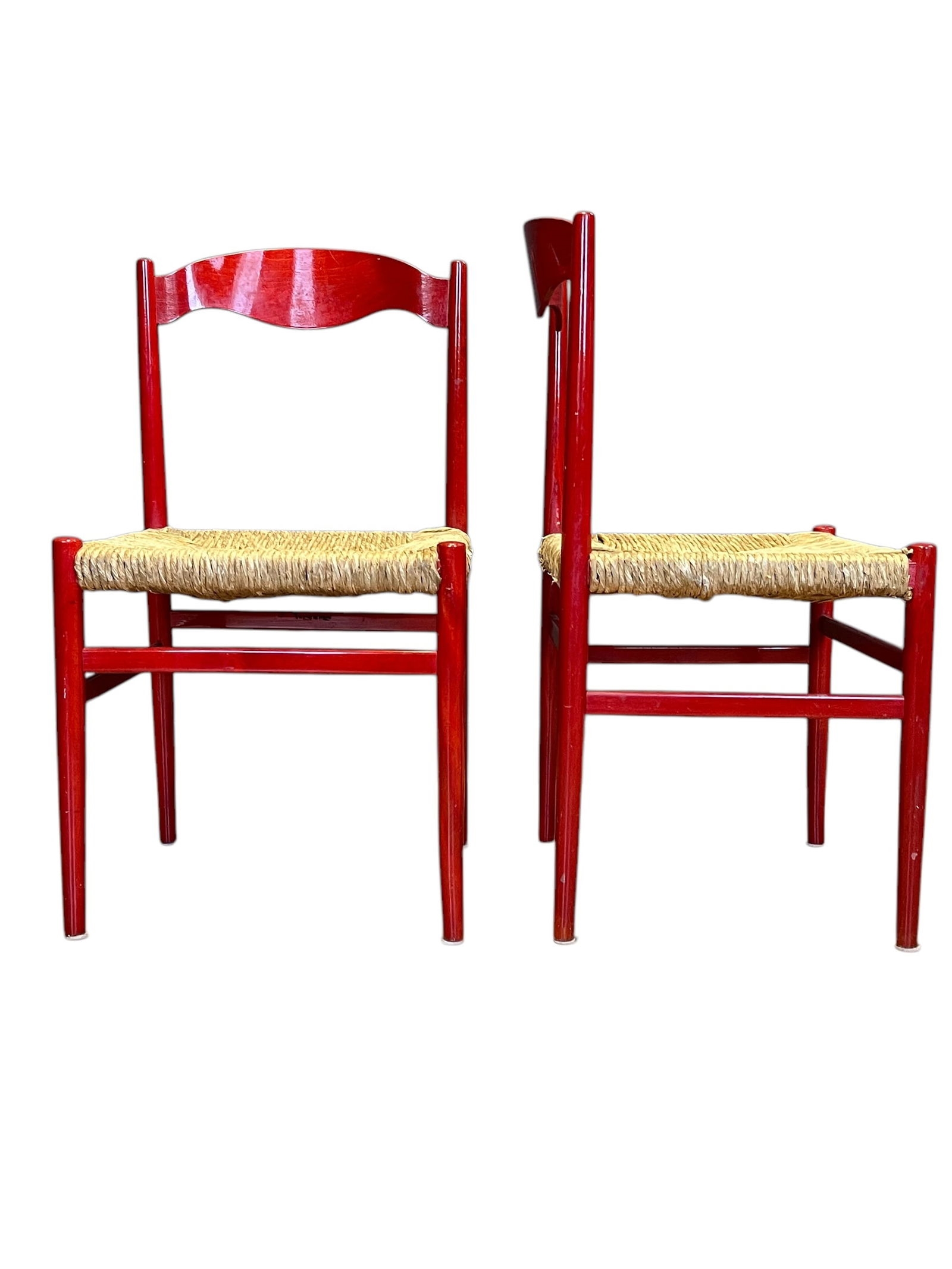 Gio Ponti | 1970s Italian Red Lacquer Gio Ponti Style Chairs (1970s ...