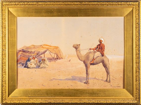 Giovanni Barbaro | An Arabian Encampment - Watercolour | MutualArt