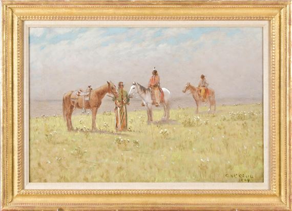 Charles Craig | CHARLES CRAIG OIL,INDIAN SCOUTING PARTY ON THE ALERT ...