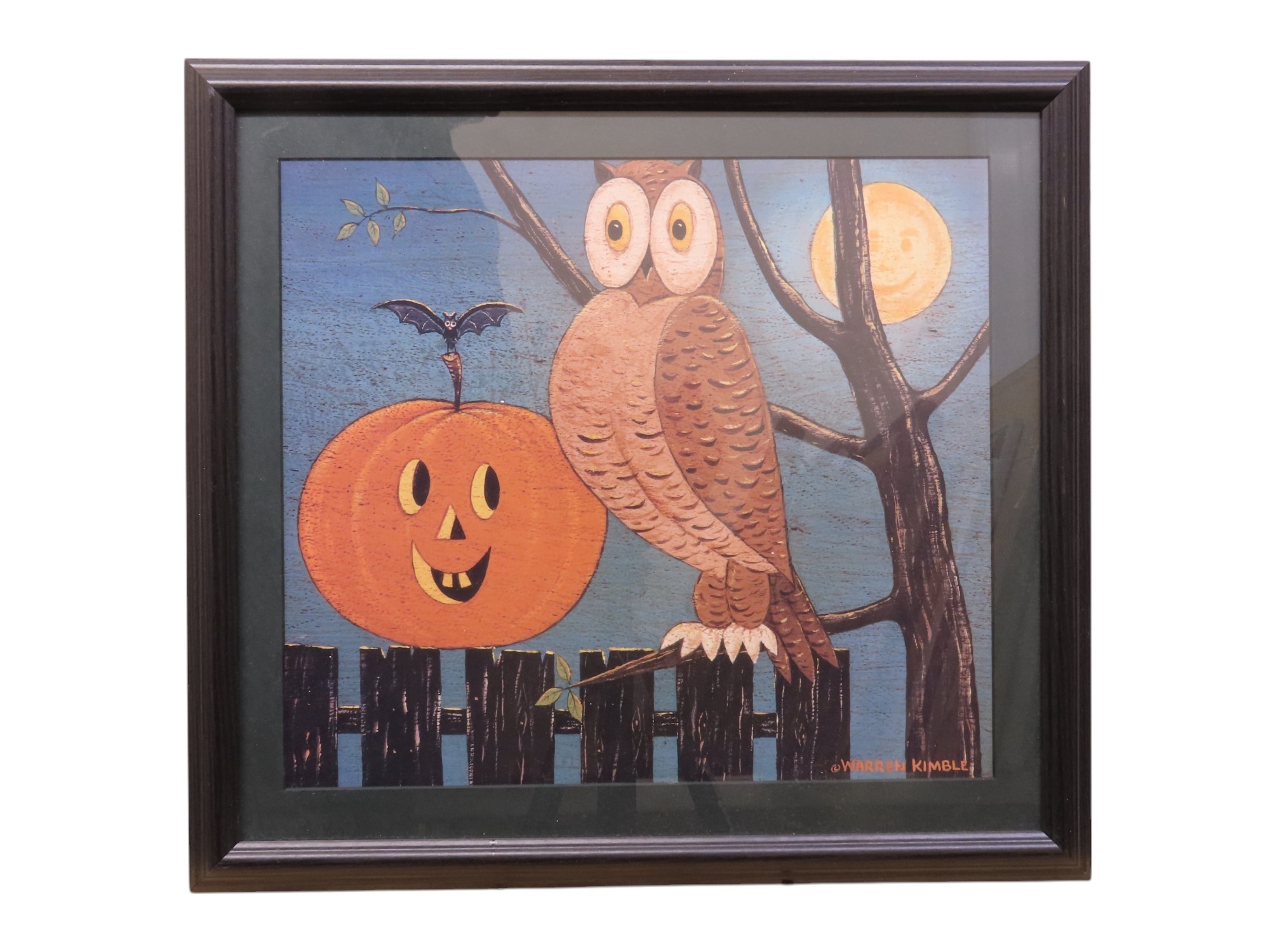 Warren Kimble | WARREN KIMBLE, FOLK ART OF AN OWL AND PUMPKIN.cm xcm ...