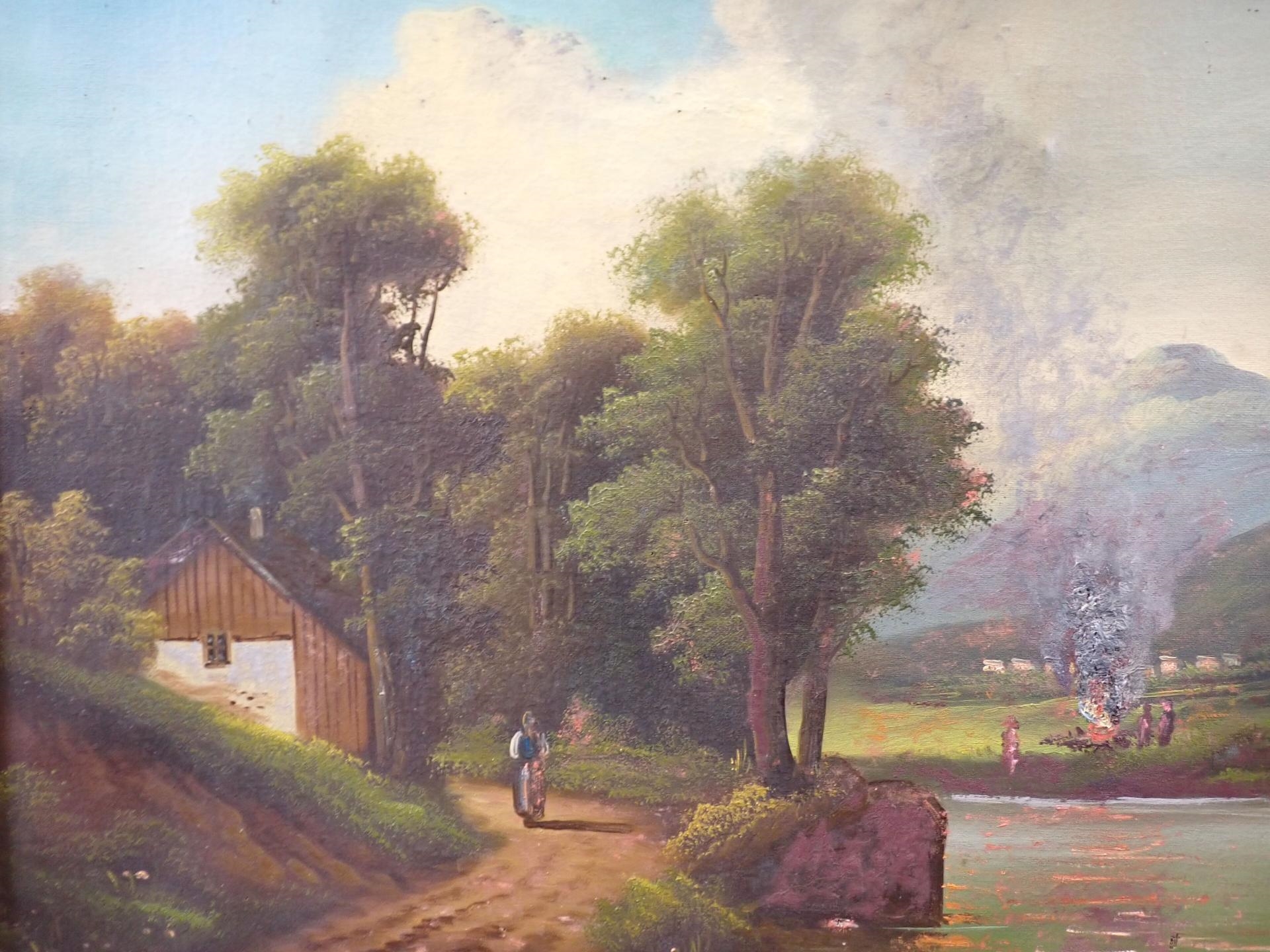 Frédèric Fiebig | Paysage animé Le Cadre porte un plaque FIEBIG non ...