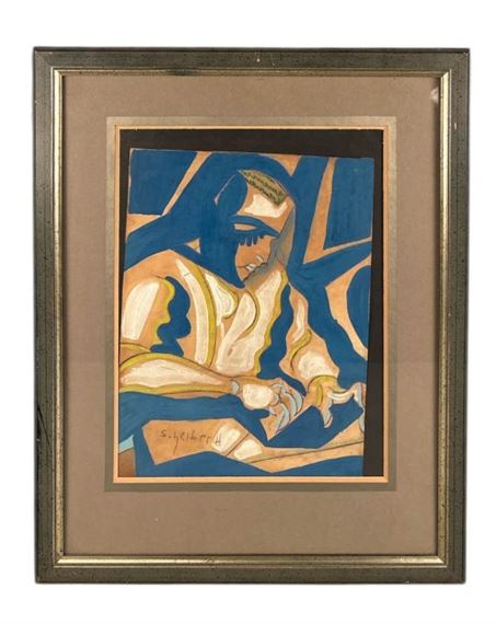 Hugó Scheiber | Sitzende Figur mit blauem H | MutualArt