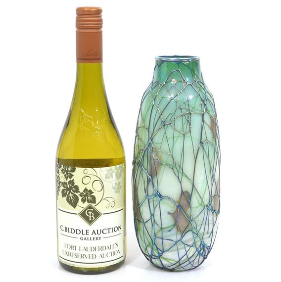 Charles Lotton | Charles Lotton Green Silver Drip Studio Glass Vase ...