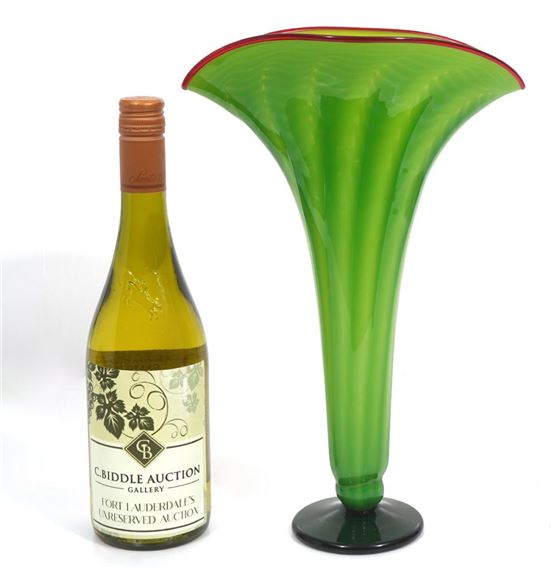 Molly Stone | Molly Stone Signed Green Fan-Shaped Vase | MutualArt