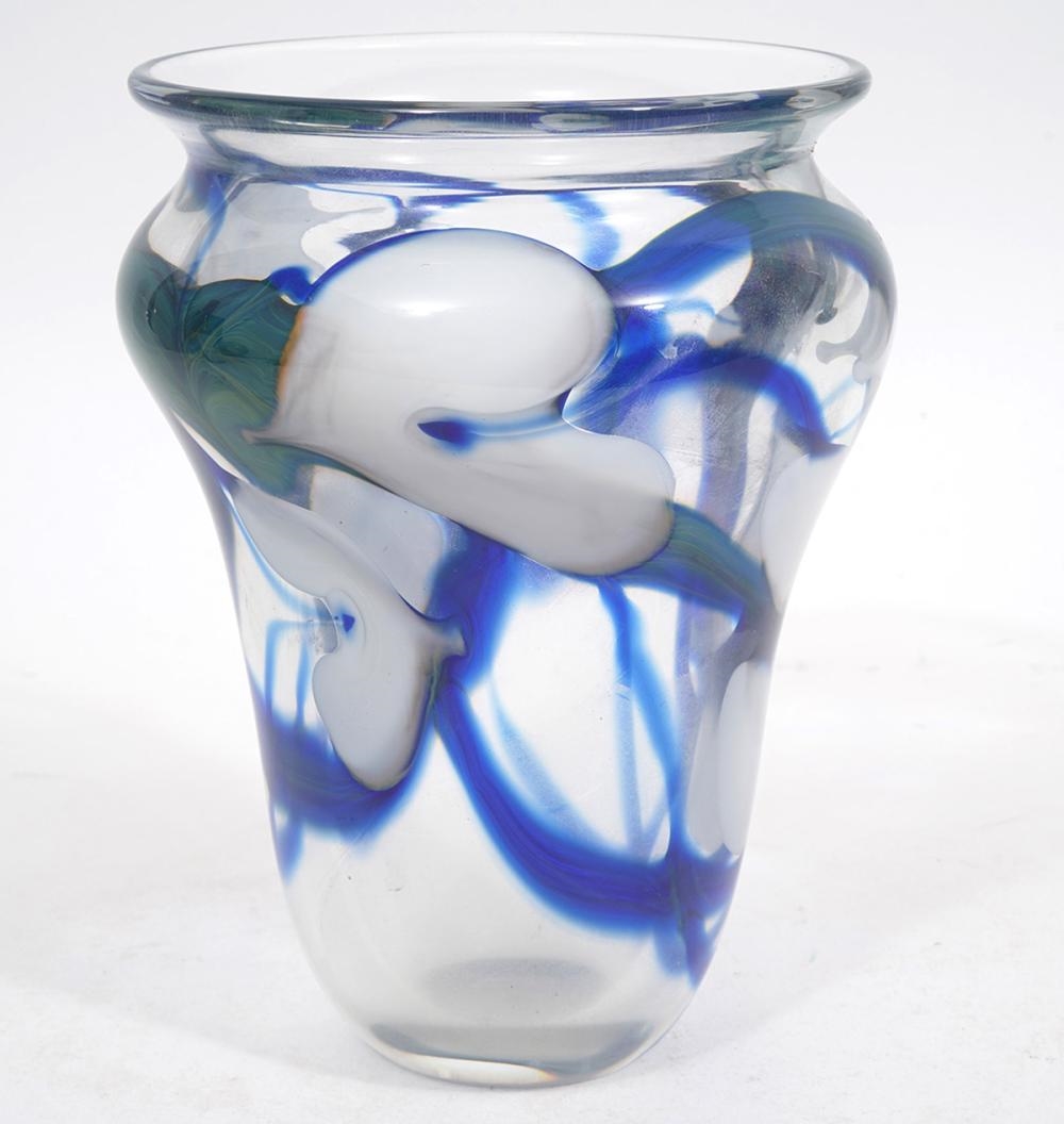 John Lotton | John Lotton Signed White Floral Art Glass Vase (1997 ...