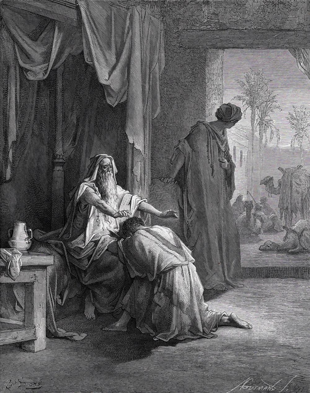 Gustave Doré | GUSTAVE DORE SIGNED 1800s Religious Woodcut Isaac ...