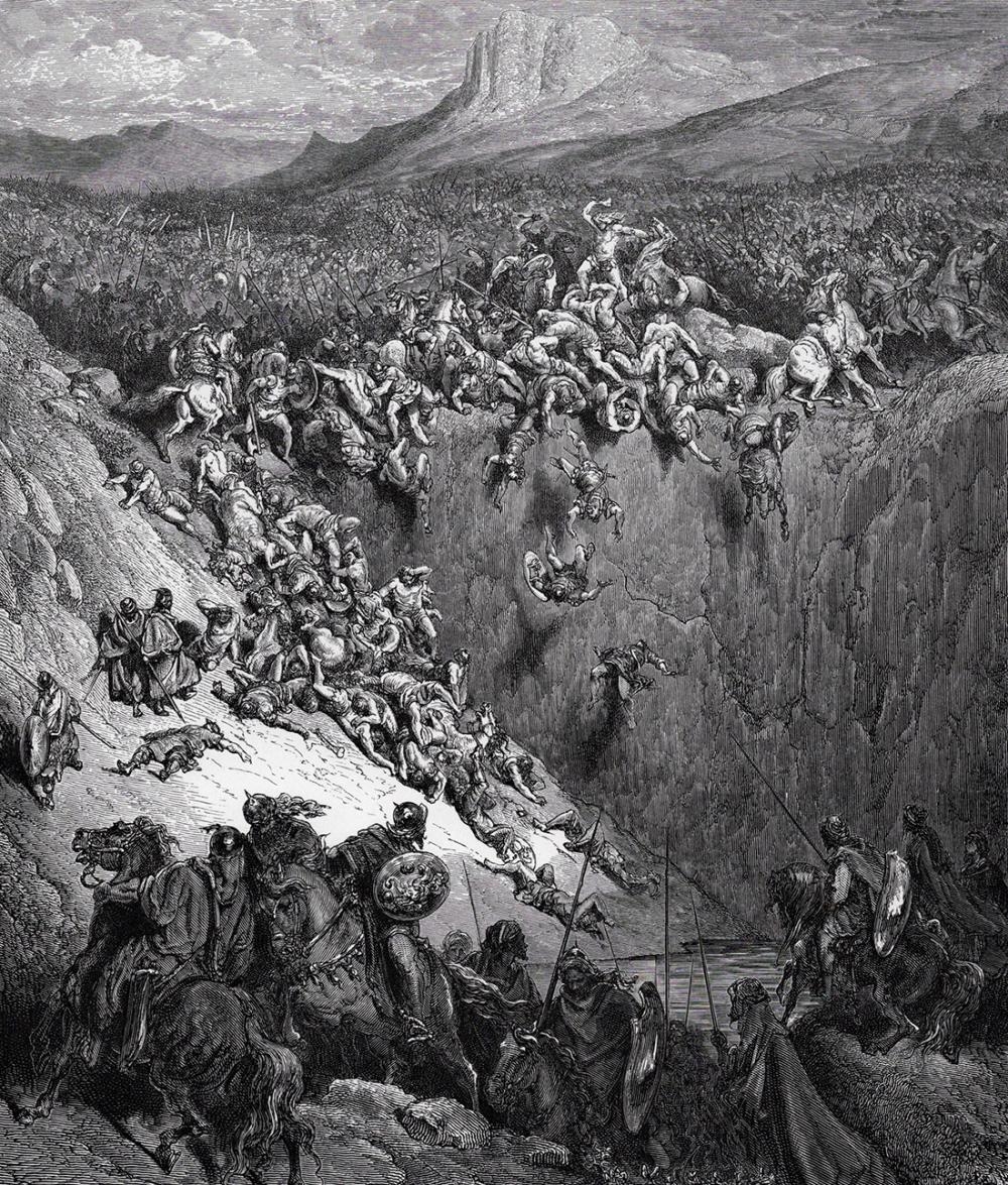 Gustave Doré | 1800s Gustave DORE SIGNED Biblical Woodcut Samson Slays ...