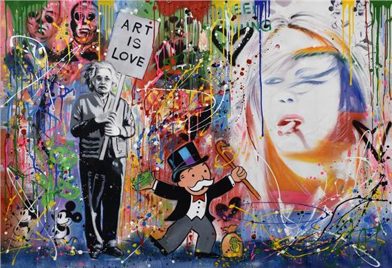 Sintek | Sintek Pop Art Painting Mixed Media Art is Love 40 x 60 inches ...