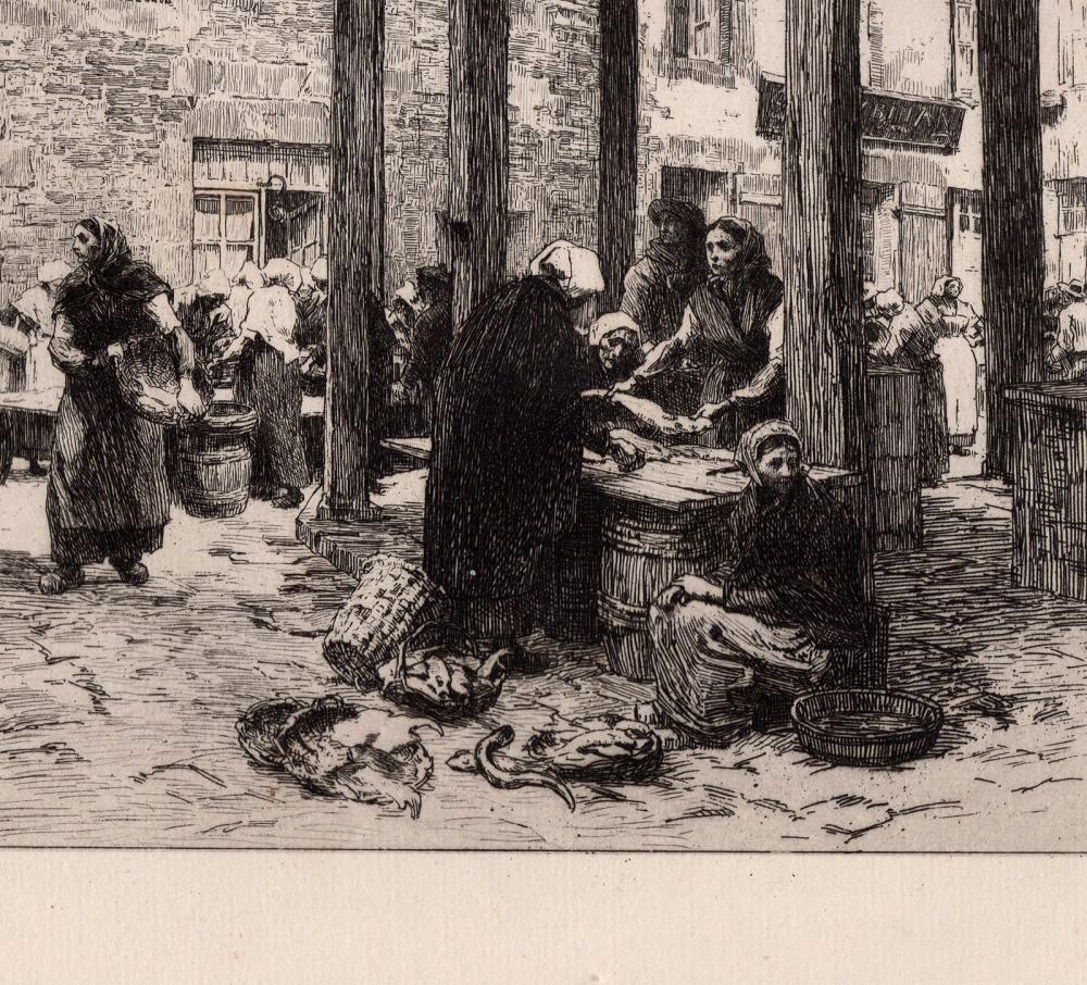 Léon-Augustin L'Hermitte | Leon Lhermitte Fish Market etching signed ...