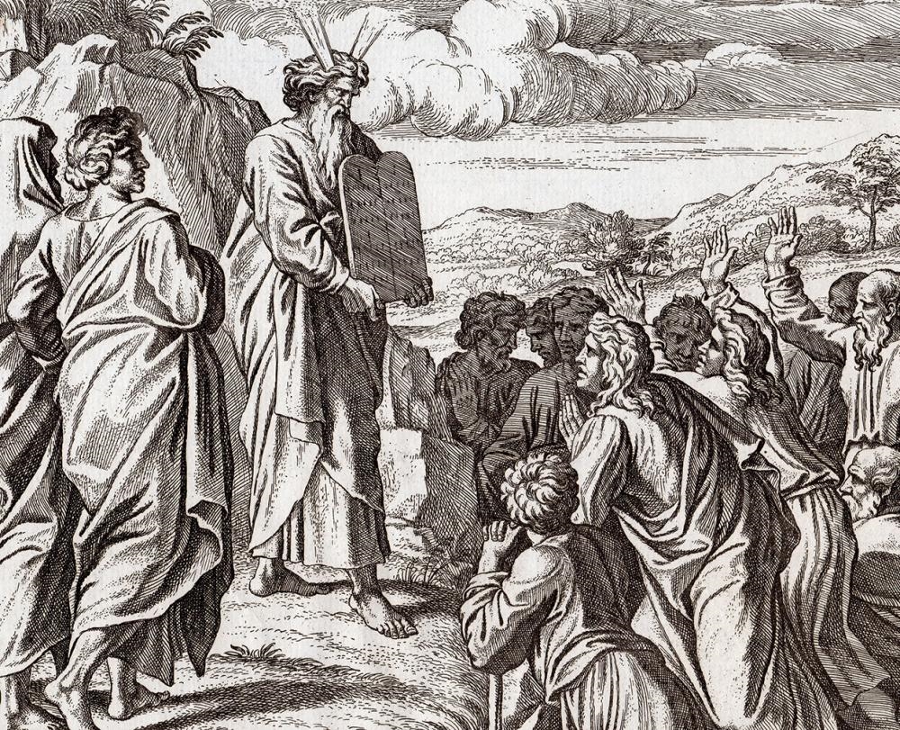 Raffaello Sanzio | Raphael 1649 Engraving Vatican Moses presents the ...