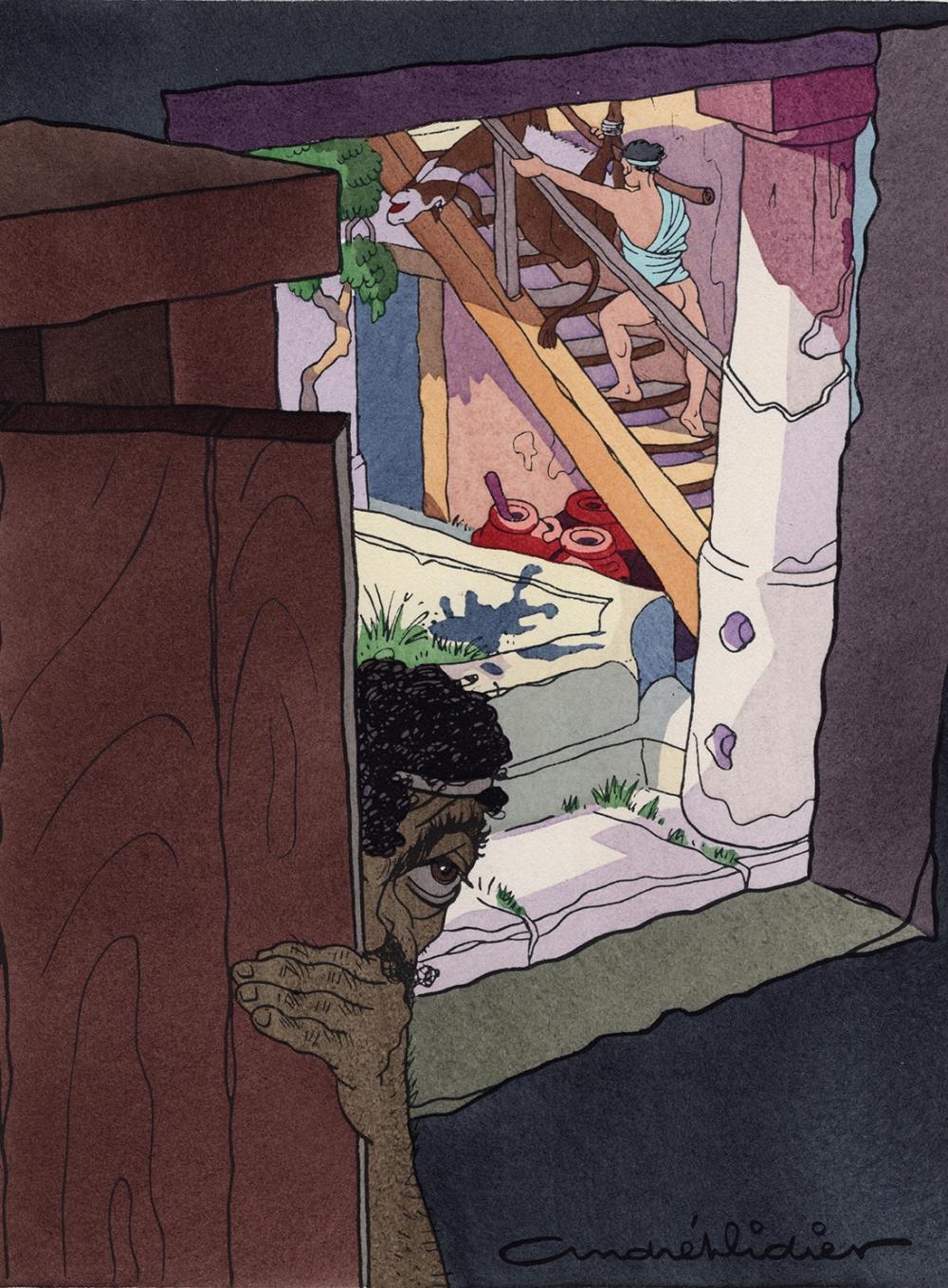 Andre Didier | Andre DIDIER SIGNED 1946 Color Lithograph Thieves ...