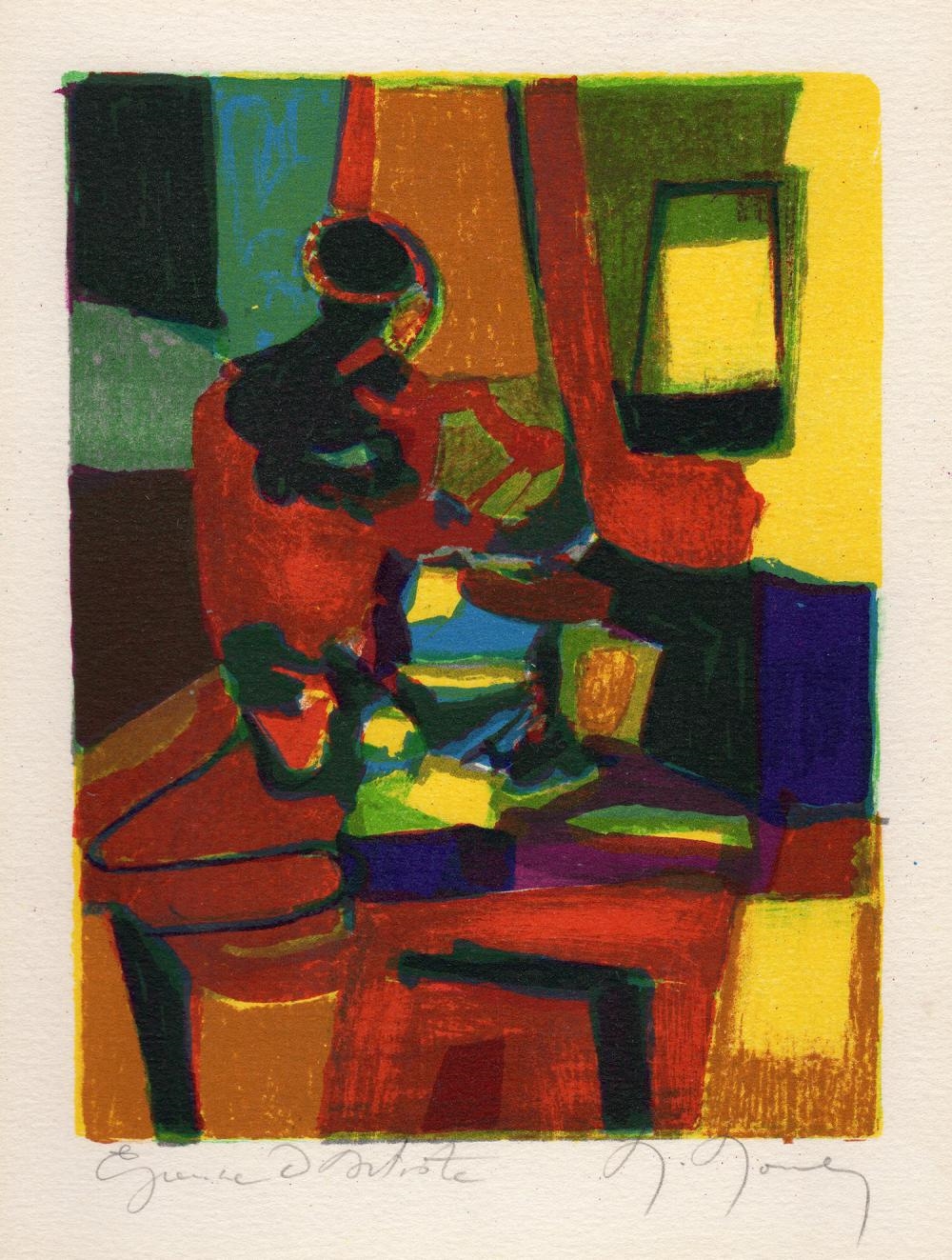 Marcel Mouly | Marcel Mouly Hand signed Lithograph Yellow Lounge Artist ...