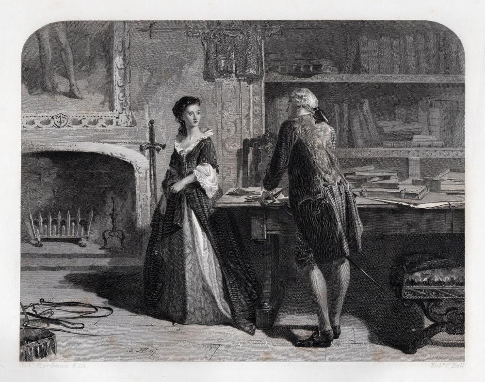 Robert Herdman | SIGNED 1800s Robert HERDMAN Engraving The Glove Scene ...