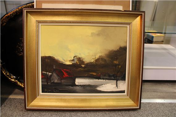 Paul Permeke | landscape with houses in foreground | MutualArt