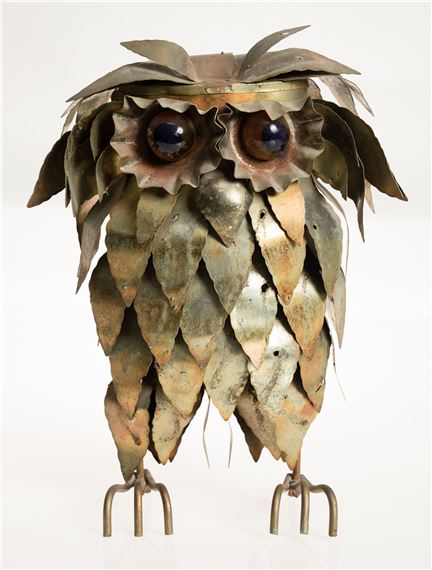 Curtis Jeré | Gilt metal owl sculpture | MutualArt