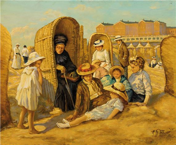 Hans Pfaff | family on the beach (1939 - 2019) | MutualArt