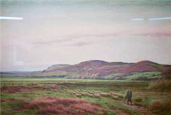 Joseph Knight | droving sheep within a rural landscape (1878) | MutualArt