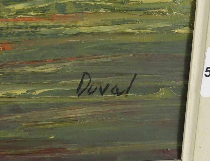 Duval | Mid-20th century oil on canvas depicting a sailing vessel on ...