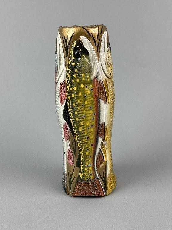 Carl Christiansen | Carl Christiansen Hand Carved Fish Vase | MutualArt