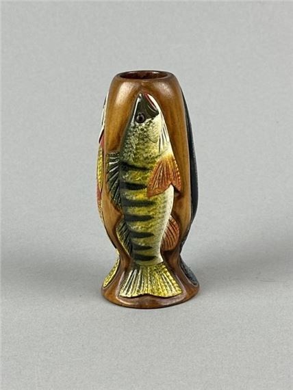Carl Christiansen | Carl Christiansen Hand Carved Fish Vase | MutualArt