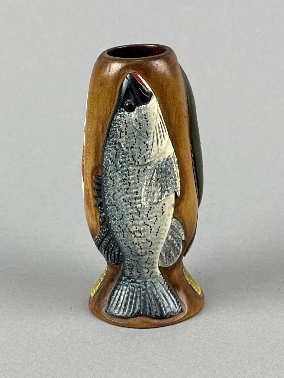 Carl Christiansen | Carl Christiansen Hand Carved Fish Vase | MutualArt