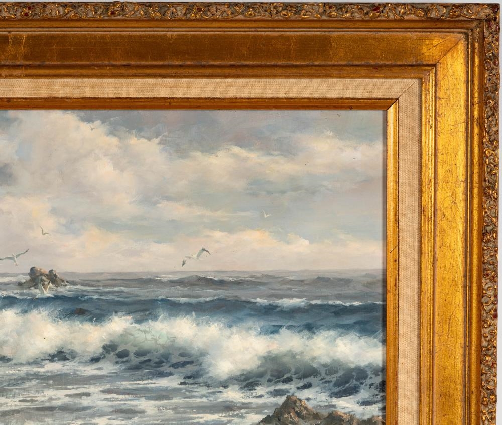 Robert Wee | : Crashing Waves Seascape with Seagulls | MutualArt