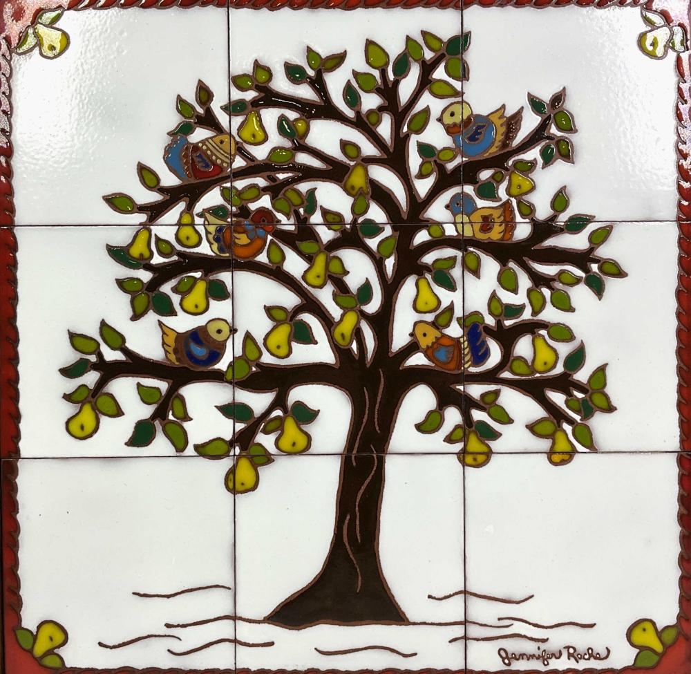 Jennifer Roche | Jennifer Roche Tile Panel Partridges Art | MutualArt