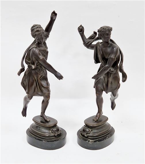 Ferdinand Barbedienne | a pair of French bronze figures after the Greek ...
