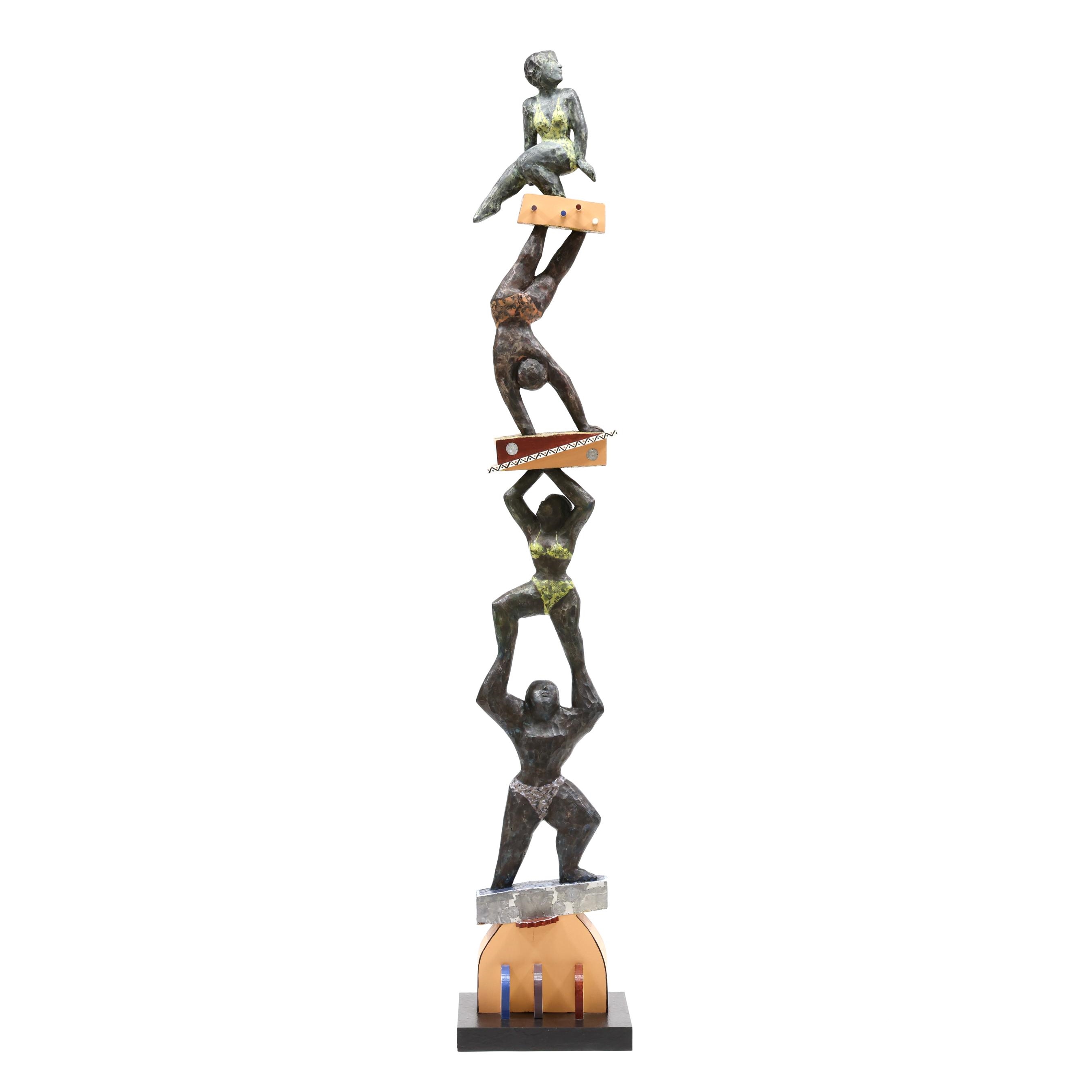 Charlotte Lees | Seven-Foot Carved Totem of Bathers | MutualArt