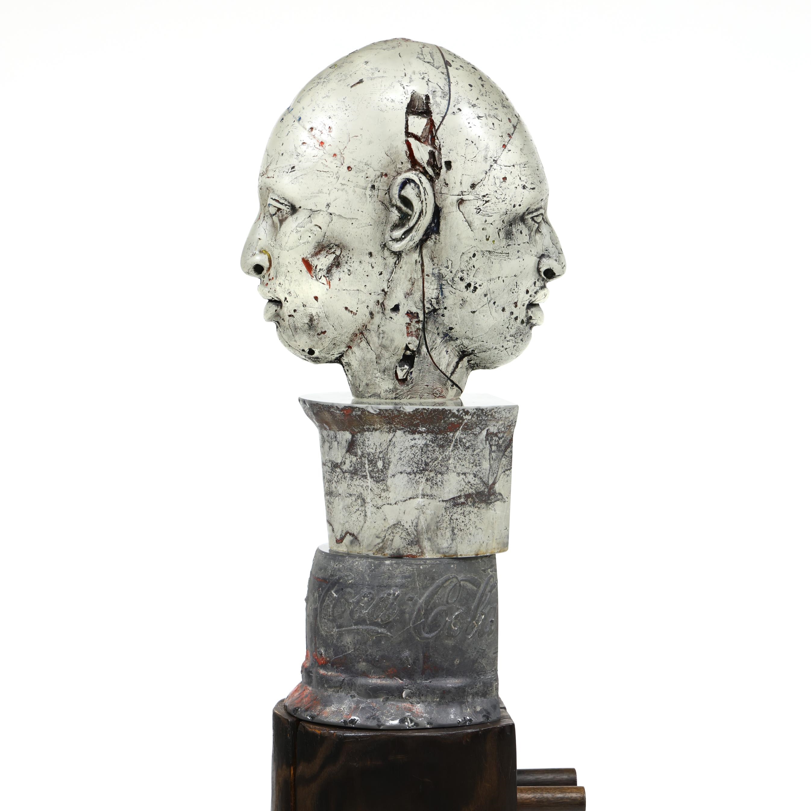 Clifford Rainey | Two-Faced Glass Totem Sculpture | MutualArt