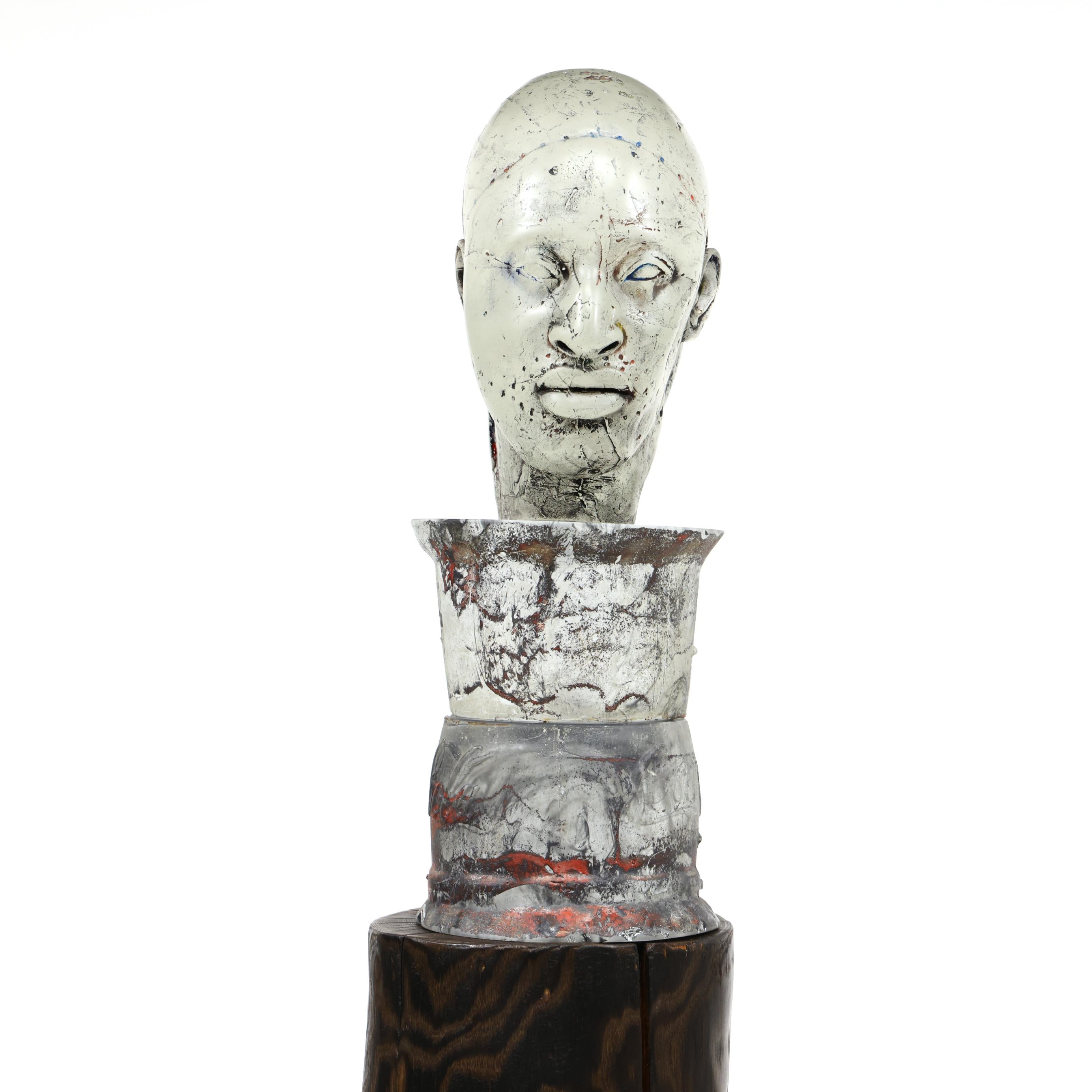 Clifford Rainey | Two-Faced Glass Totem Sculpture | MutualArt