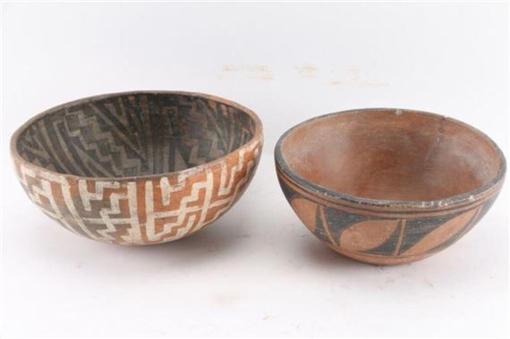 Steve Goldstein | Lot of 2 Polychrome Prehistoric Pots | MutualArt