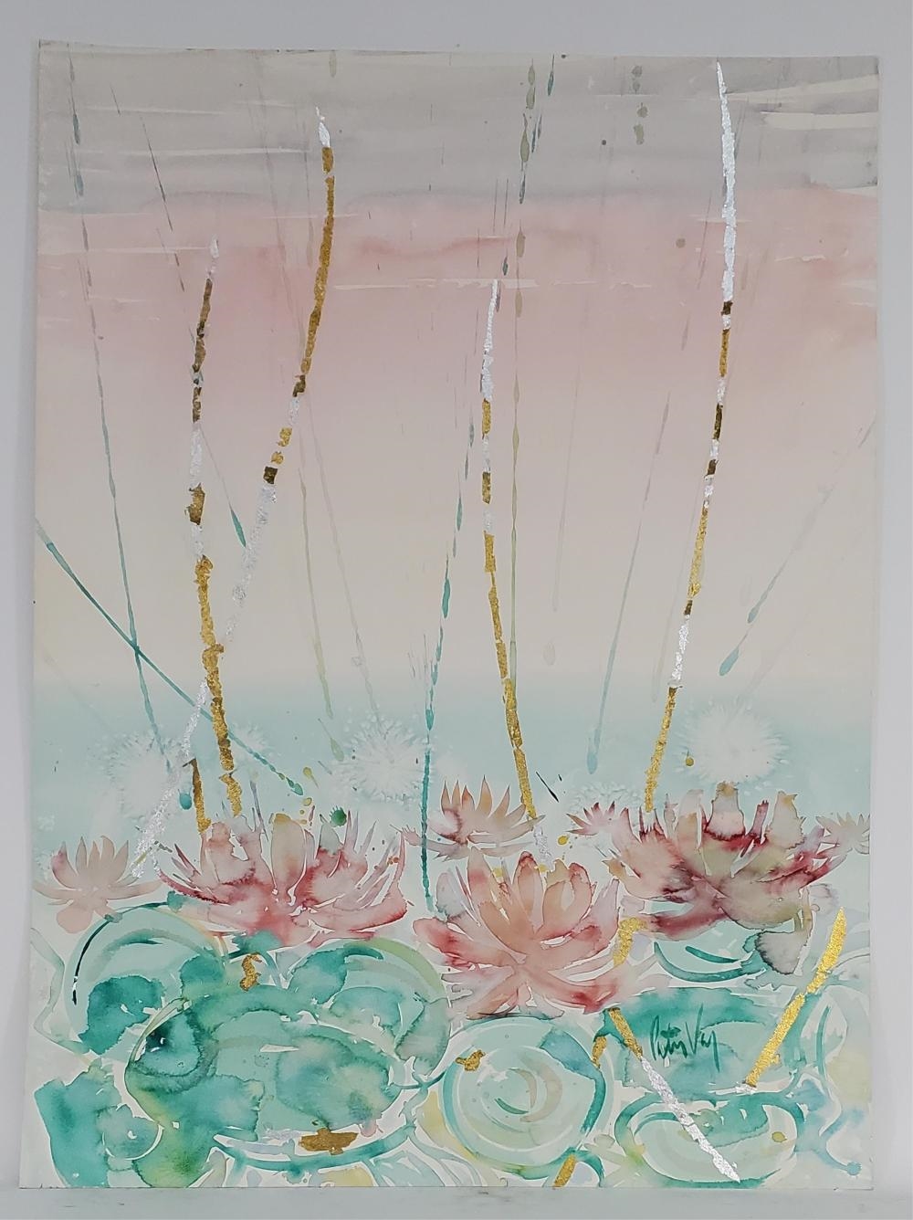 Peter Vey | Peter Vey (American, b. 1957) Lotus Flowers, Acrylic on ...