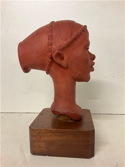 Arthur Dupagne | Bust of a African woman in terracotta clay on a raised ...