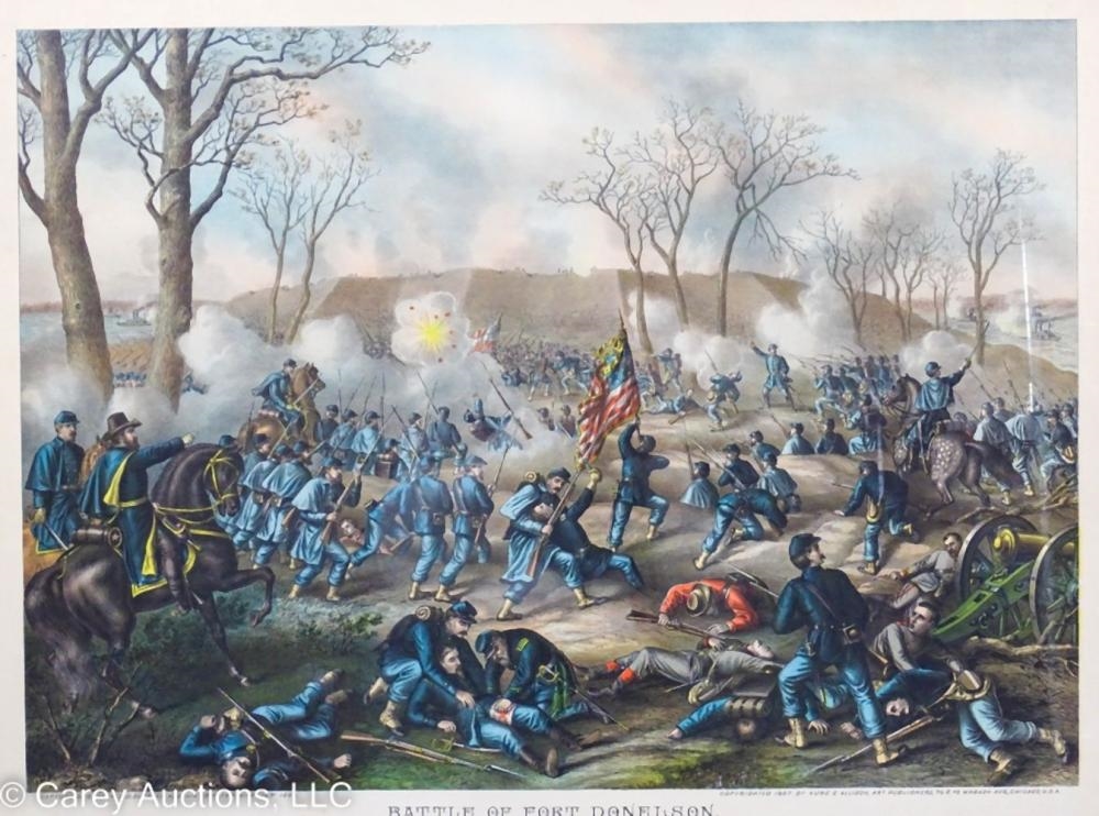 Kurz & Allison | 1862 CIVIL WAR BATTLE OF FT DONELSON CHROMO LITHO (16 ...